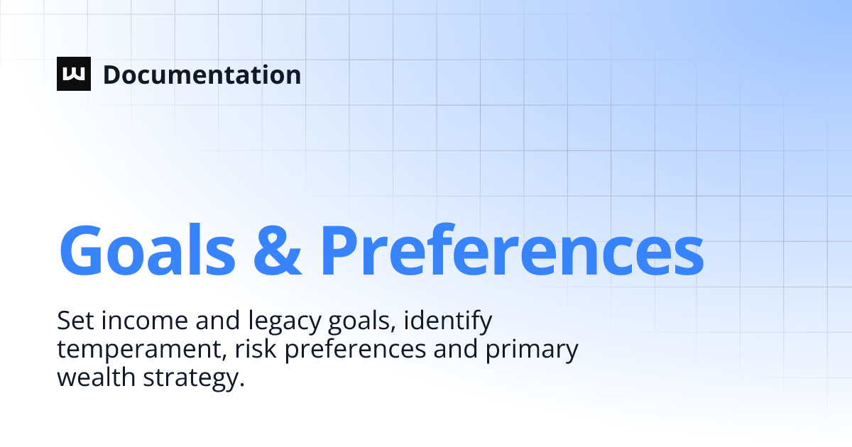 Goals & Preferences | Documentation