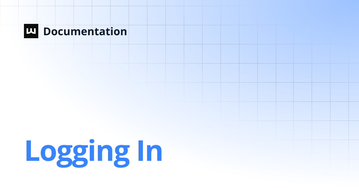 Logging In | Documentation